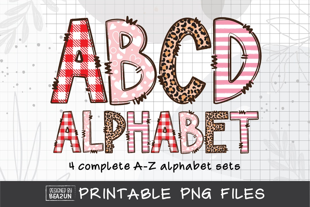 Valentines Alphabet Letters Bundle, Leopard Letters Buffalo Plaid ...