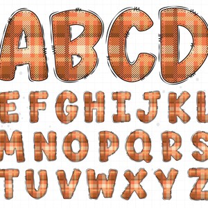 Autumn Plaid Alphabet Letters Bundle PNG Files, Fall Sublimation ...