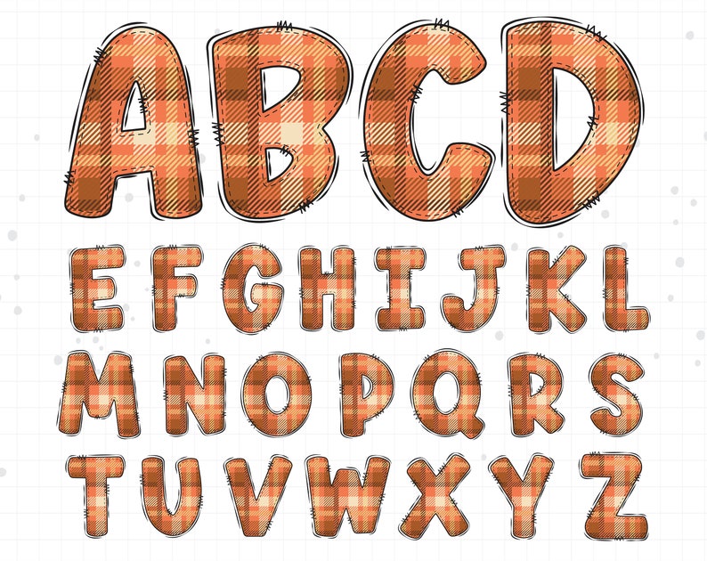 Autumn Plaid Alphabet Letters Bundle PNG Files Fall - Etsy