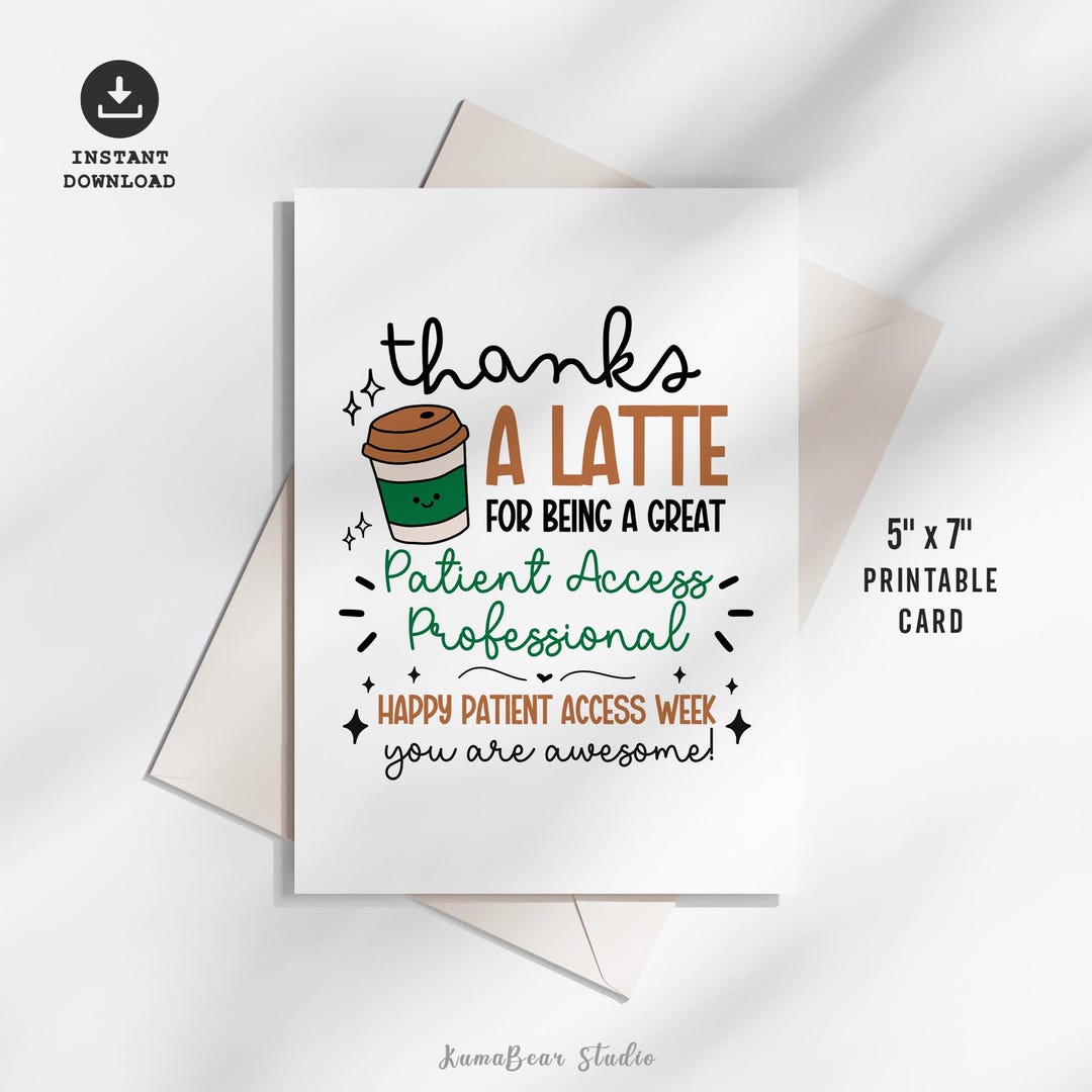 Patient Access Professional Thank You Card Printable, Healthcare Staff ...