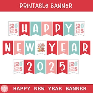 New Year’s Eve Party Banner Printable Happy New Year 2025 Banner New ...