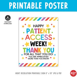 Patient Access Week Sign Printable, Happy Patient Access Week Poster ...