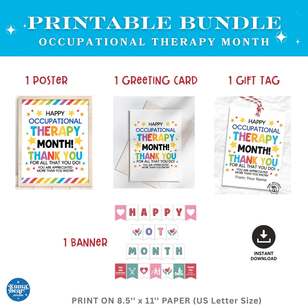 Occupational Therapy Month Printable Bundle, OT Month Sign ...