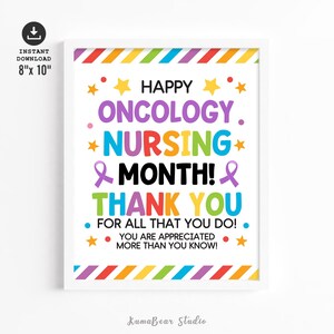 Oncology Nurses Month Sign Printable, Happy Oncology Nursing Month ...