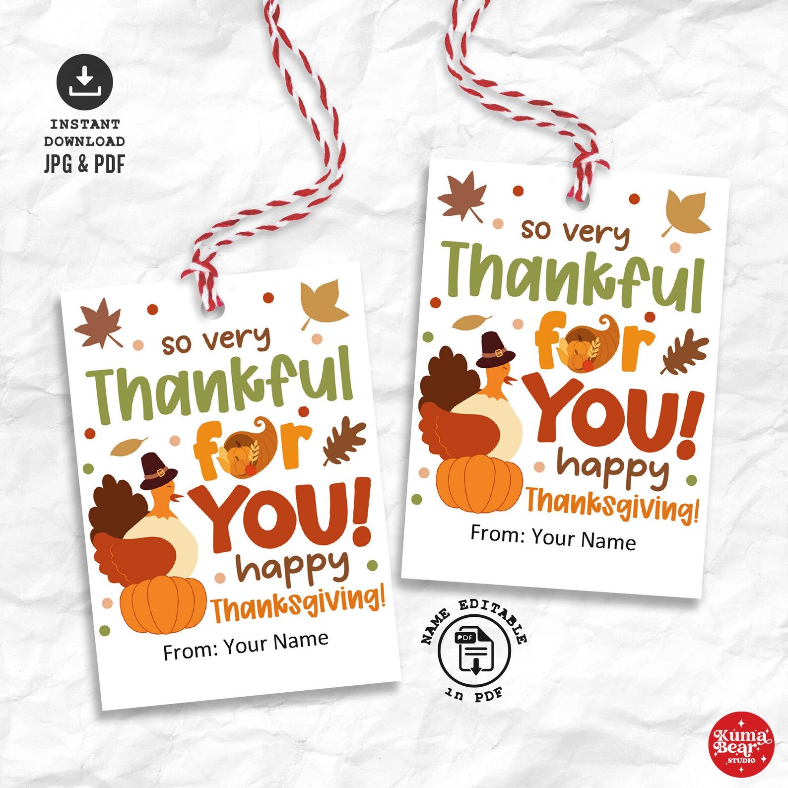 Thanksgiving Gift Tags Printable, so Very Thankful for You Treat Tags ...
