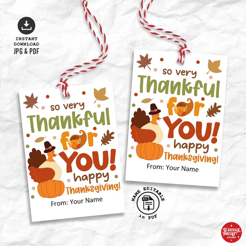 Thanksgiving Gift Tags Printable, so Very Thankful for You Treat Tags ...
