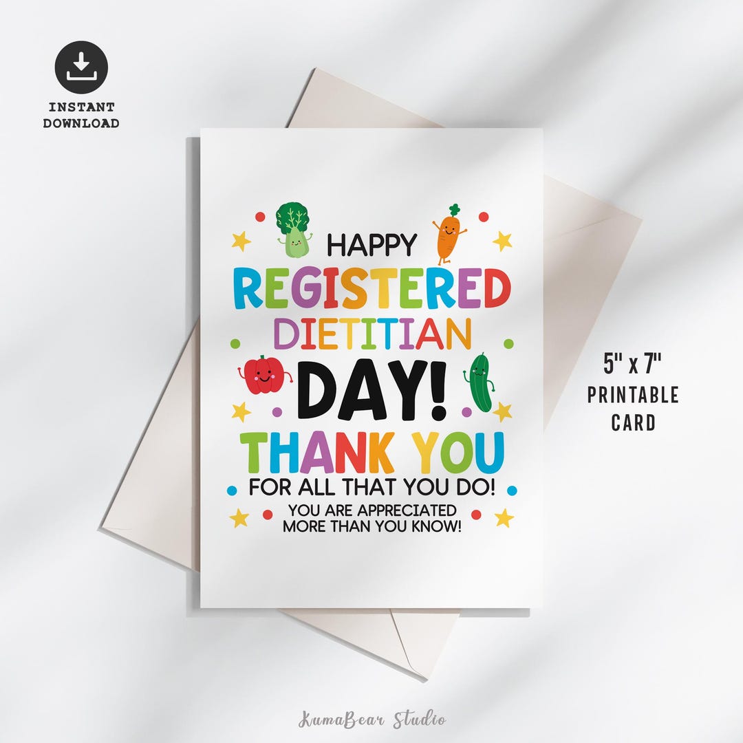 Registered Dietitian Nutritionist Day Card Printable, Registered ...