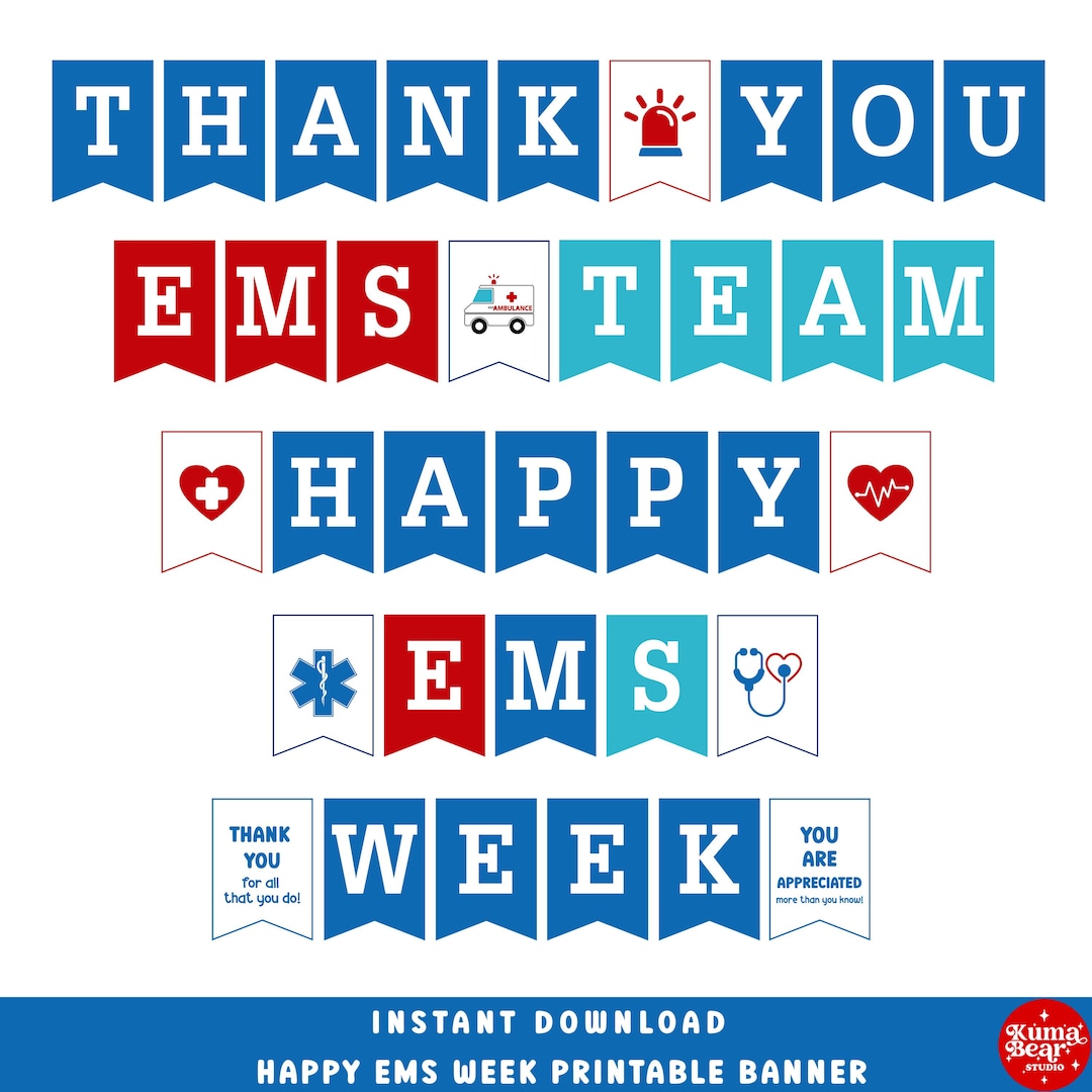 EMS Week Printable Banner, Emergency Medical Services Week Banner ...