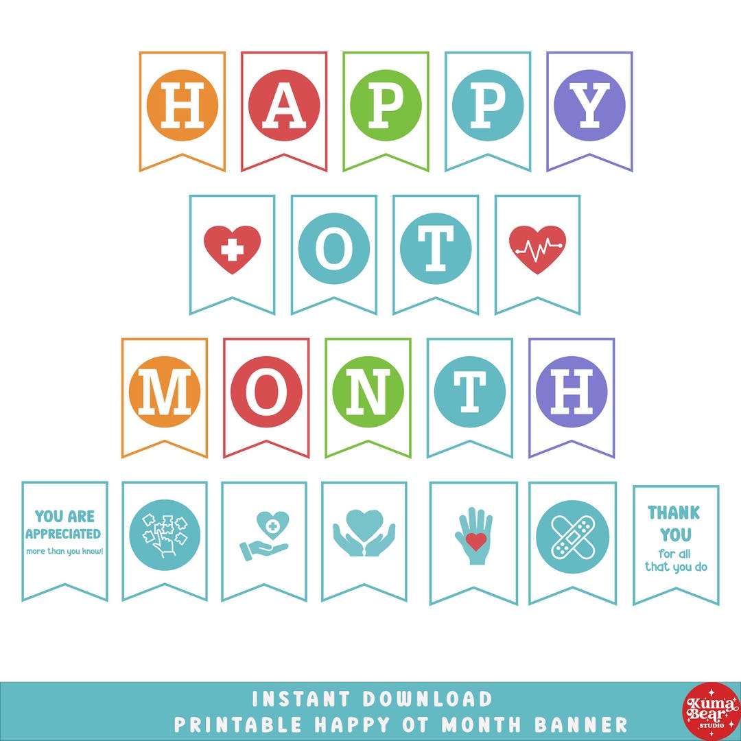 Occupational Therapy Month Banner Printable, Happy OT Month Banner ...