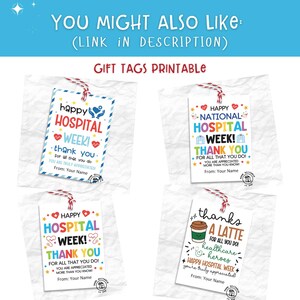 Hospital Week Coffee Gift Tag Printable, Hospital Week Appreciation Tag ...