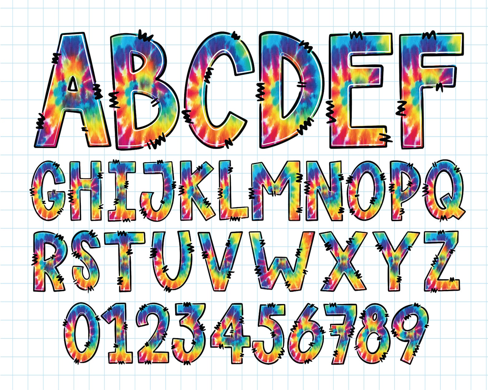 Tie Dye Rainbow Alphabet PNG Sublimación del alfabeto - Etsy México