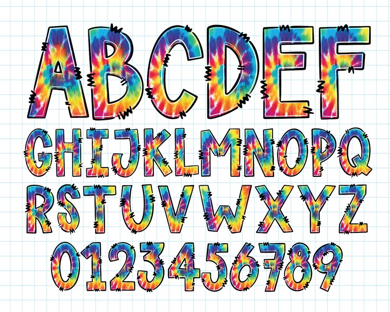 Tie Dye Rainbow Alphabet PNG Alphabet Sublimation Alphabet - Etsy