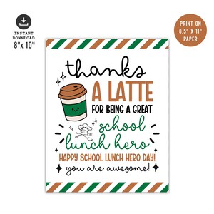 School Lunch Hero Day Printable Sign, School Lunch Hero Appreciation ...