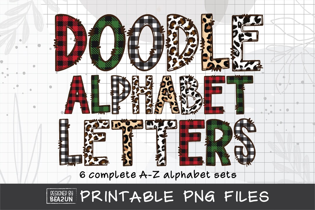 Buffalo Plaid, Leopard, Cheetah Alphabet Letters PNG Bundle, Christmas ...