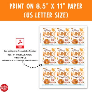 Fall Gift Tags – Nothing Bundt Thankful Tags, Thanksgiving Gift Labels ...