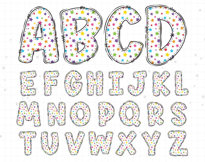 Rainbow Doodle Alphabet Bundle Rainbow PNG Letters & Numbers - Etsy