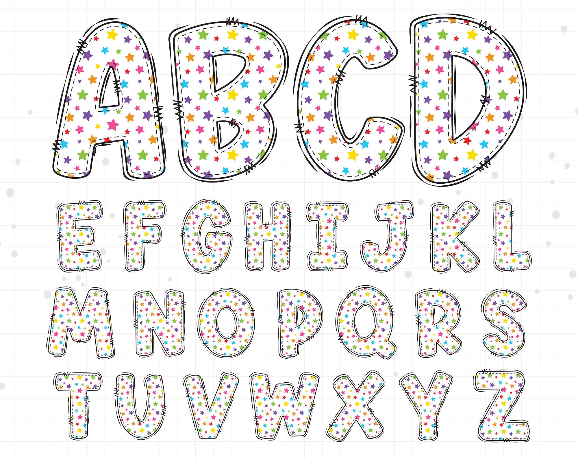 Rainbow Doodle Alphabet Bundle Rainbow PNG Letters & Numbers - Etsy