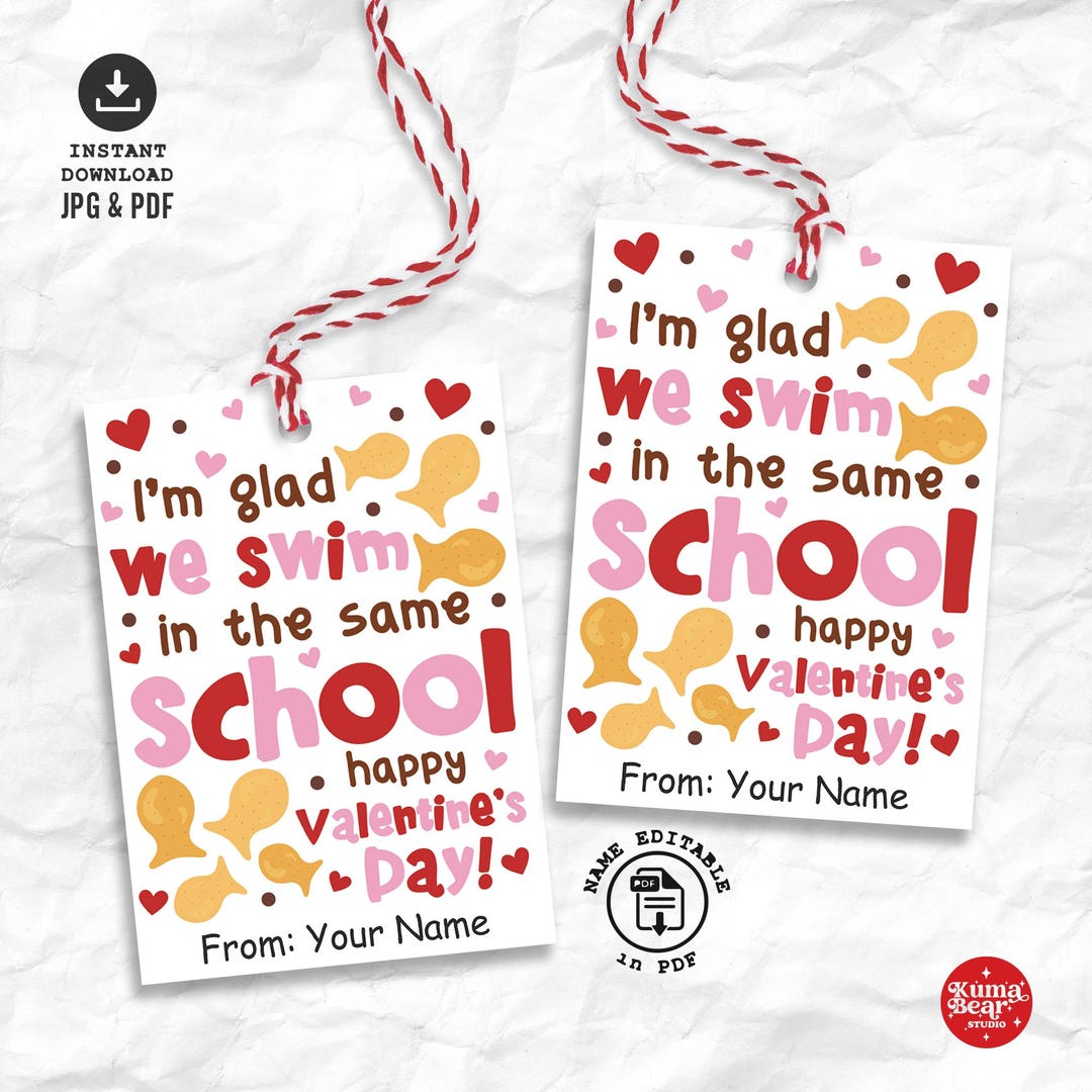 Valentine Classmate Gift Tag Printable, Kids Classroom Party Favor ...