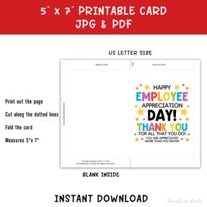 Employee Appreciation Day Card Printable, Employee Appreciation Week ...