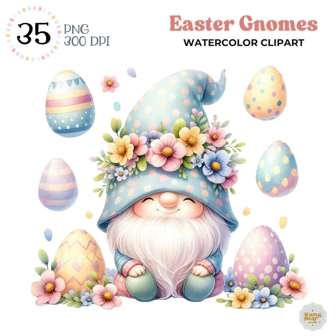 Easter Gnome PNG, Easter Gnome Clipart, Watercolor Easter Gnomes Png ...