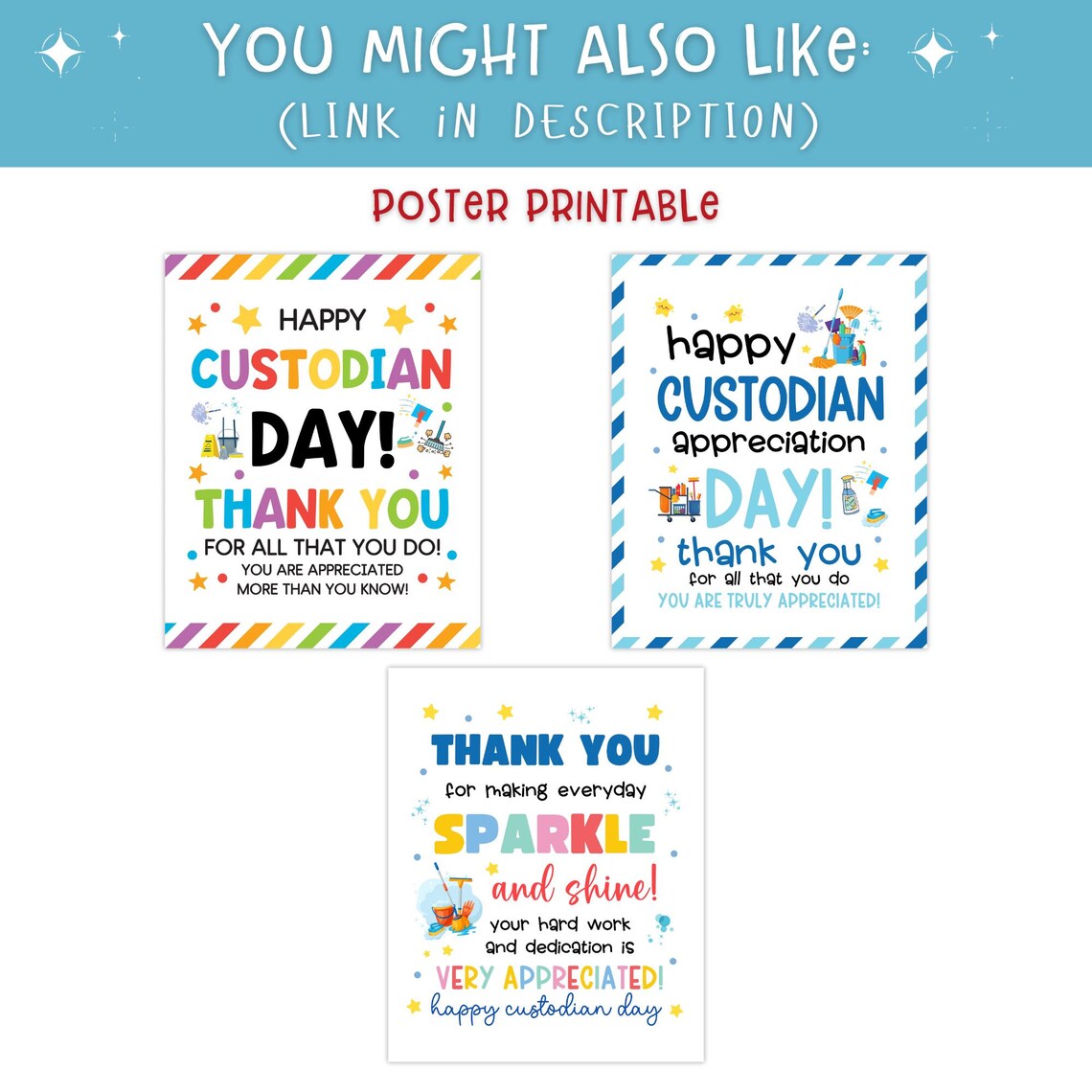 School Custodian Day Sign Printable - Thank You Poster for Custodian ...