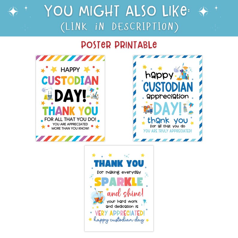 School Custodian Day Sign Printable - Thank You Poster for Custodian ...