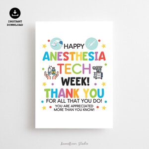 Anesthesia Tech Week Card Printable, Anesthesia Technician Day ...