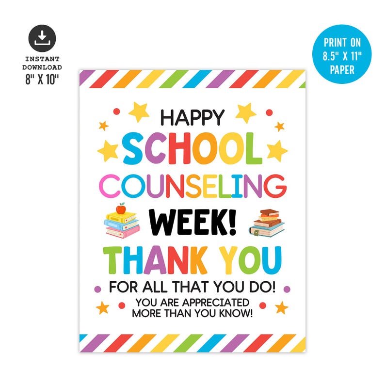 School Counseling Week Sign Printable, School Counselor Appreciation ...