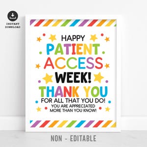 Patient Access Week Sign Printable, Happy Patient Access Week Poster ...