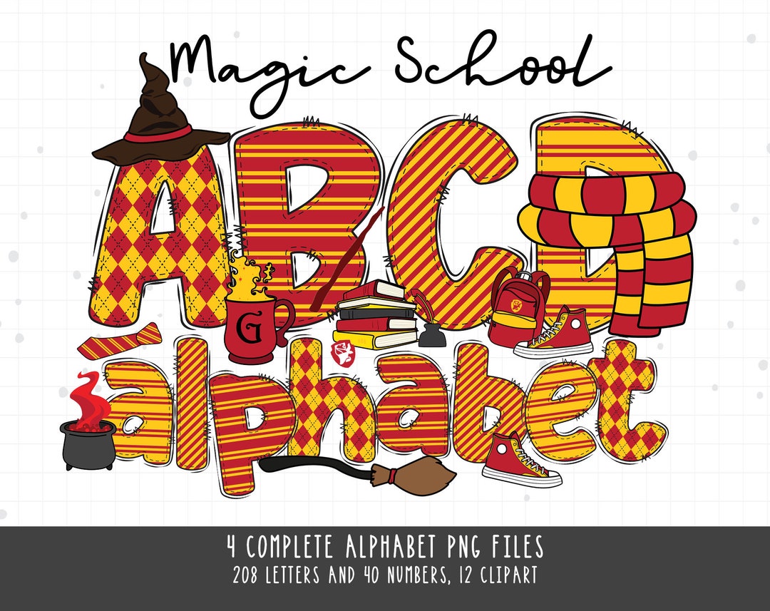 Magic School PNG, Wizard School Clipart, Doodle Alphabet PNG, Halloween ...