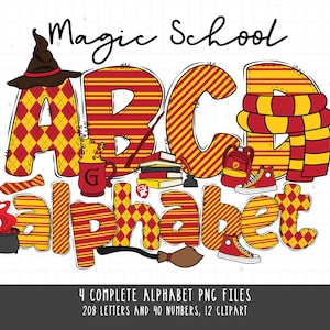 Magic School PNG, Wizard School Clipart, Doodle Alphabet PNG, Halloween ...