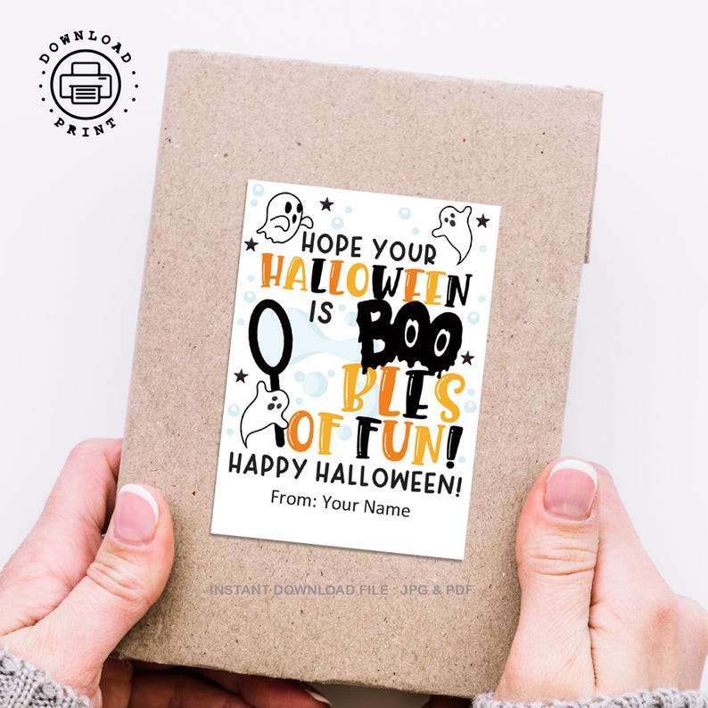 Halloween Gift Tags Printable – Boo Bubbles of Fun Treat Tags for Kids ...