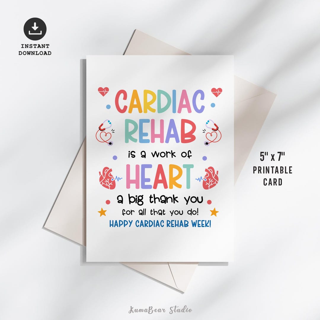 Printable Cardiac Rehab Week Thank You Card, Cardiac Rehabilitation ...
