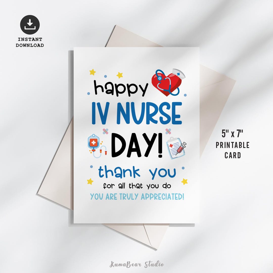IV Nurse Appreciation Gift Card Printable, Infusion Nurse Day Greeting ...
