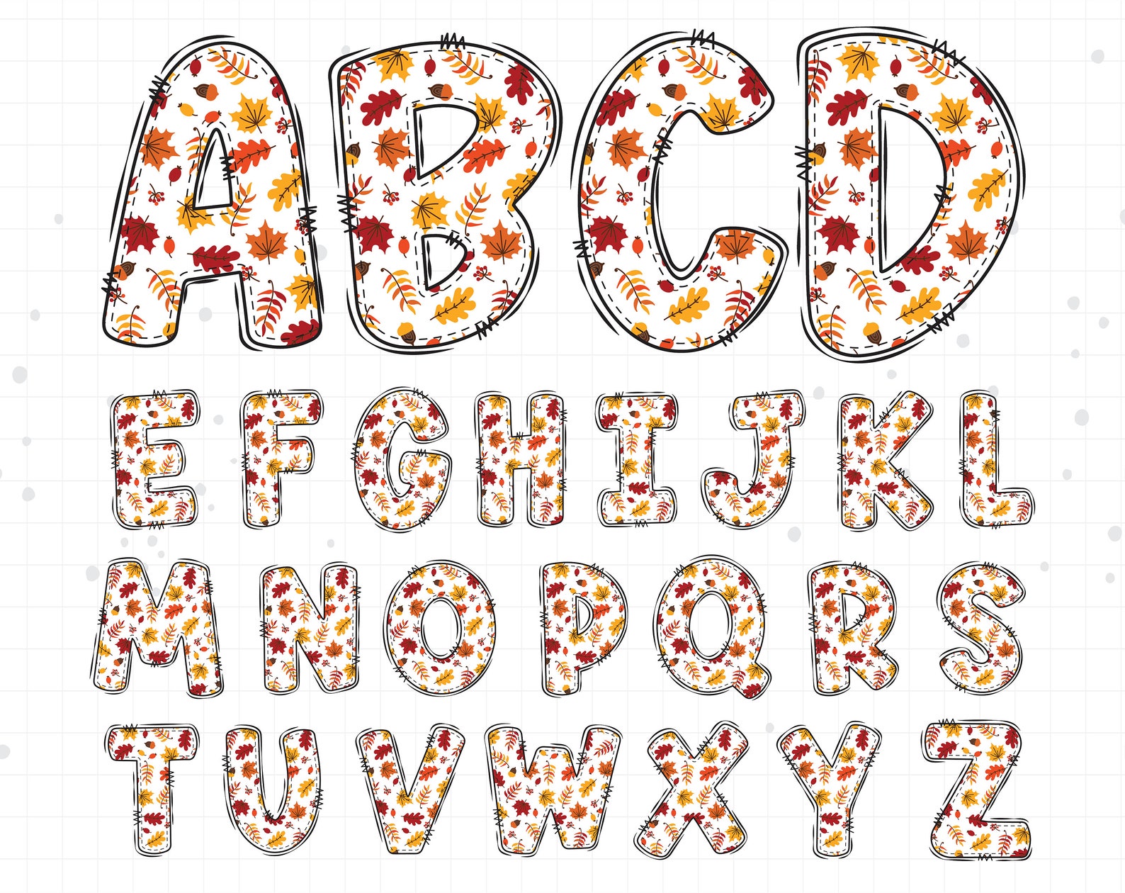 Fall Alphabet Letters Bundle PNG Files Fall Sublimation - Etsy