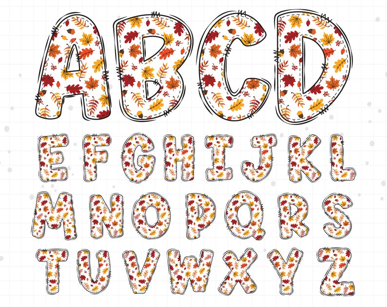 Fall Alphabet Letters Bundle PNG Files Fall Sublimation - Etsy