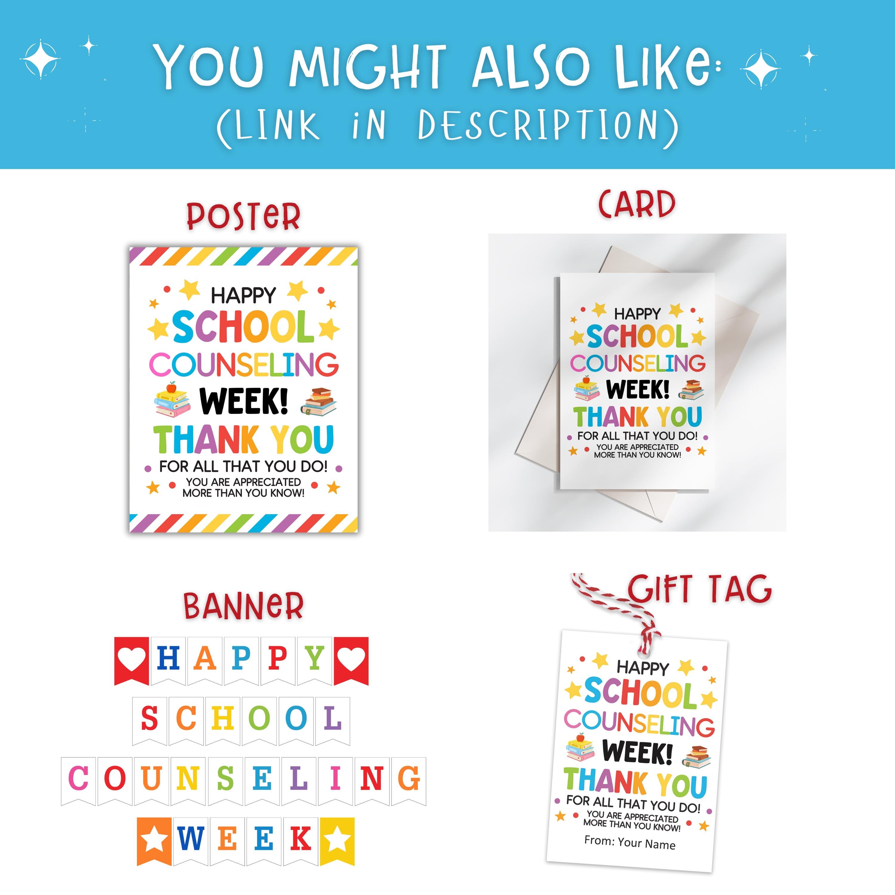 School Counseling Week Gift Tag Printable Counselor Appreciation Tags ...