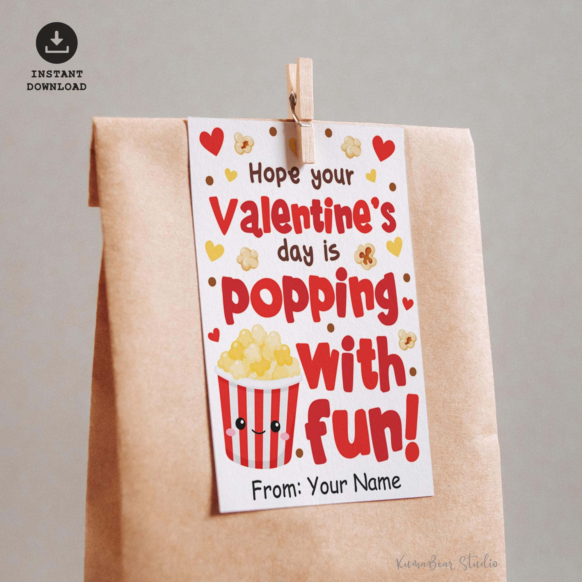 Popcorn Valentine Gift Tags Printable Popping With Fun Classroom ...