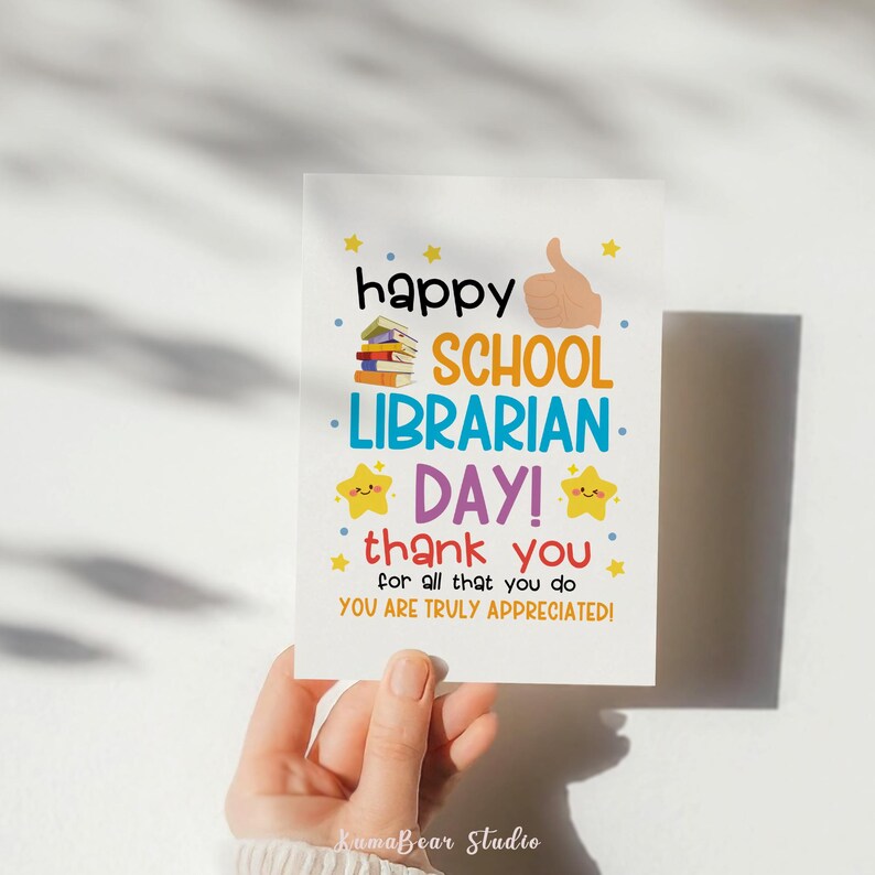 School Librarian Thank You Card, National School Library Day Greeting ...