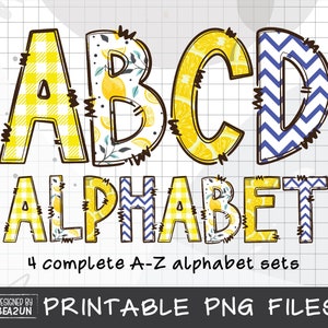 Lemon Summer Doodle Alphabet PNG Bundle, Summer PNG Letters, Lemon ...