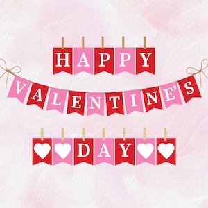 Valentine's Day Printable Banner Valentine Decor, Valentines Day ...