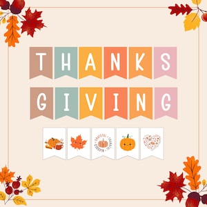 Printable Banner Thanksgiving Decor, Friendsgiving Banner Thankful ...