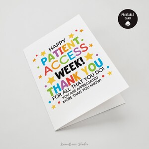 Patient Access Week Card Printable, Patient Access Professionals Week ...