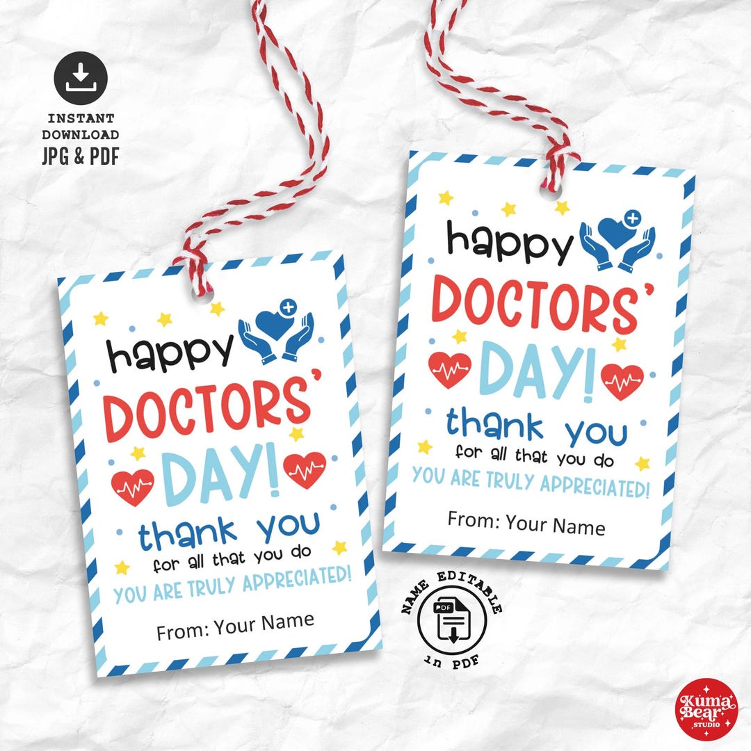 Doctor Gift Tags Printable, Doctors' Day Thank You Tags, Physician ...