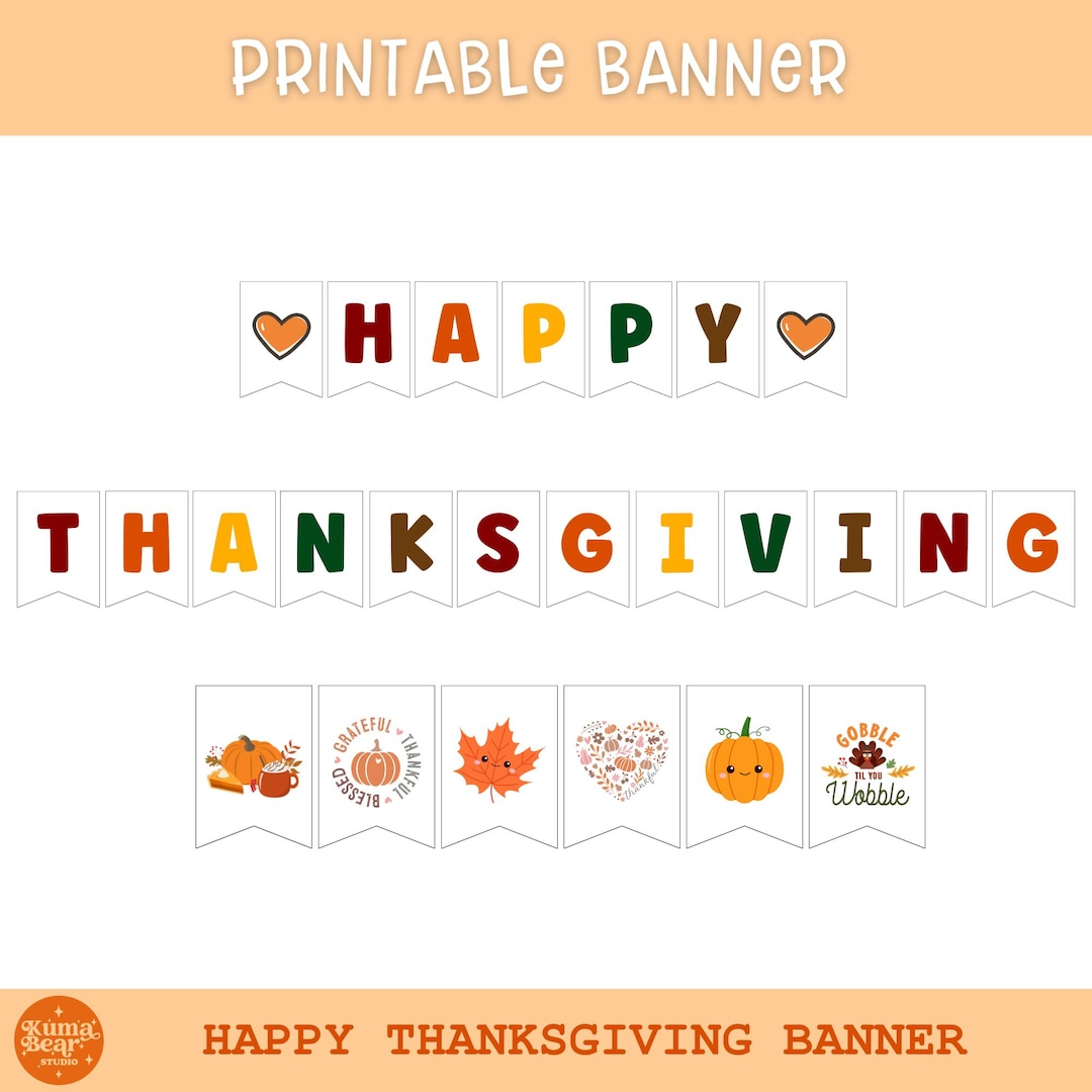 Thanksgiving Printable Banner PNG Thanksgiving Decor Garland ...