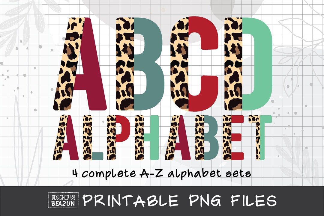 Leopard Print Png Fonts, Alphabet Letters PNG Sublimation, Half Leopard ...