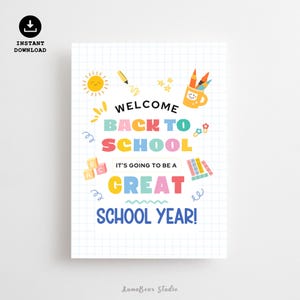 Back to School Card Printable, Happy First Day of School Card, Welcome ...