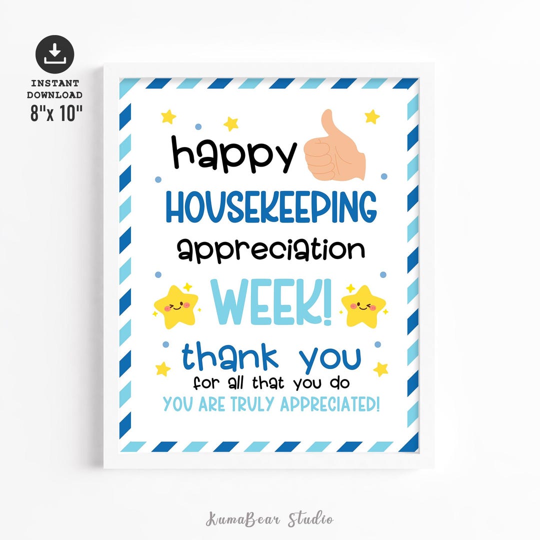 Housekeeping Week Sign, Staff Appreciation Thank You Poster ...