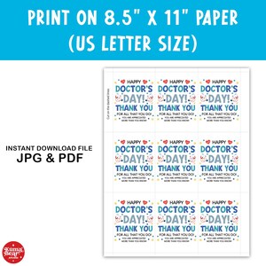 Doctor's Day Gift Tag Printable, Thank You Label for Doctor ...