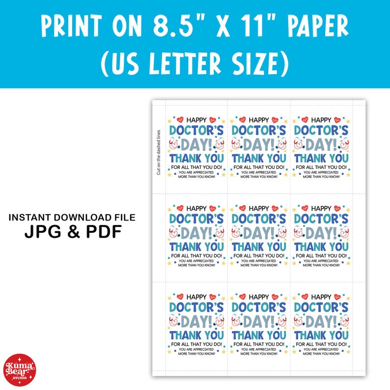 Doctor's Day Gift Tag Printable, Thank You Label for Doctor ...